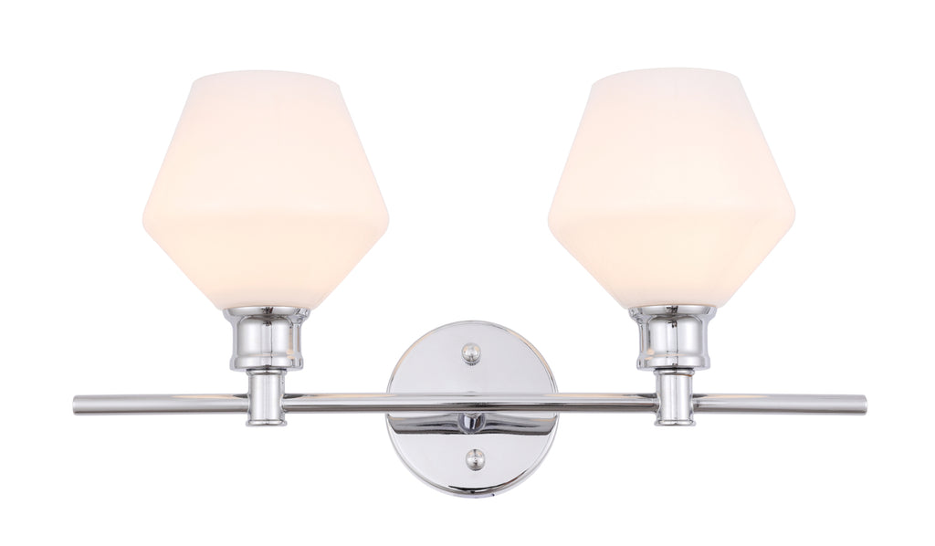 Gene 2 light Chrome and Frosted white glass Wall sconce – Nouvelle Lighting
