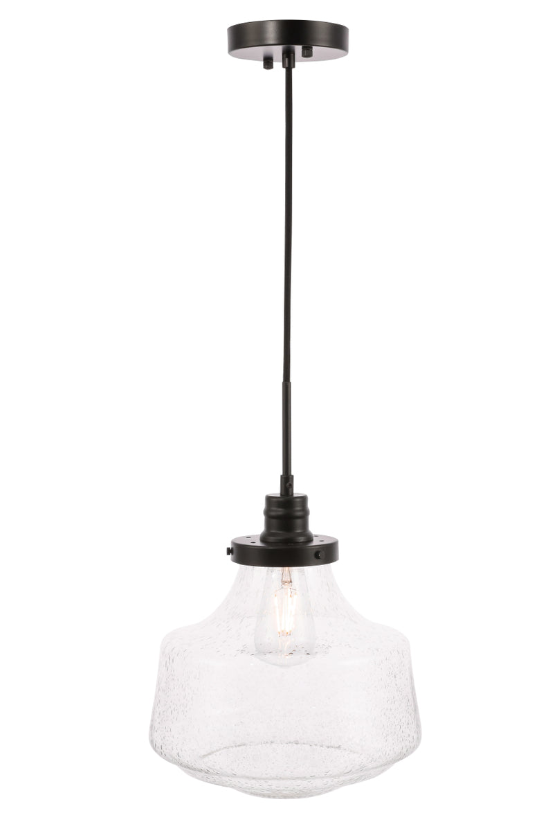 Lyle 1 light Black and Clear seeded glass pendant – Nouvelle Lighting