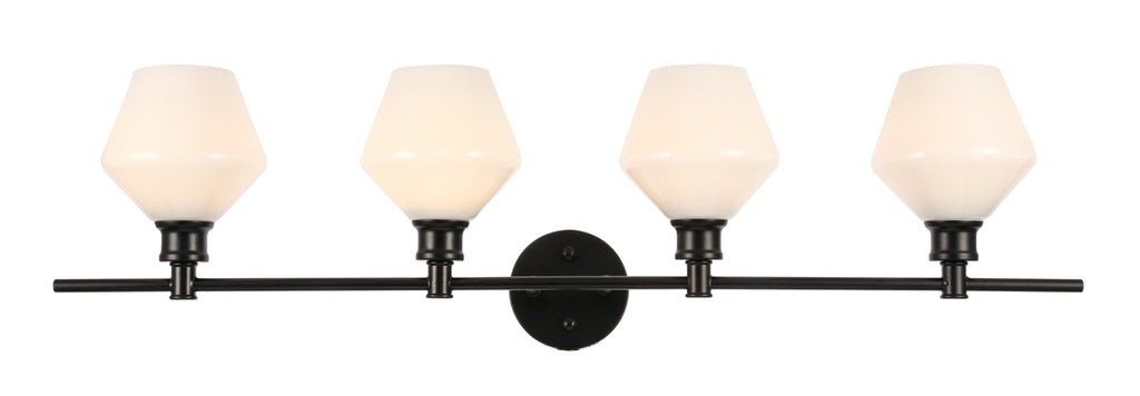 Gene 4 light Black and Frosted white glass Wall sconce – Nouvelle Lighting